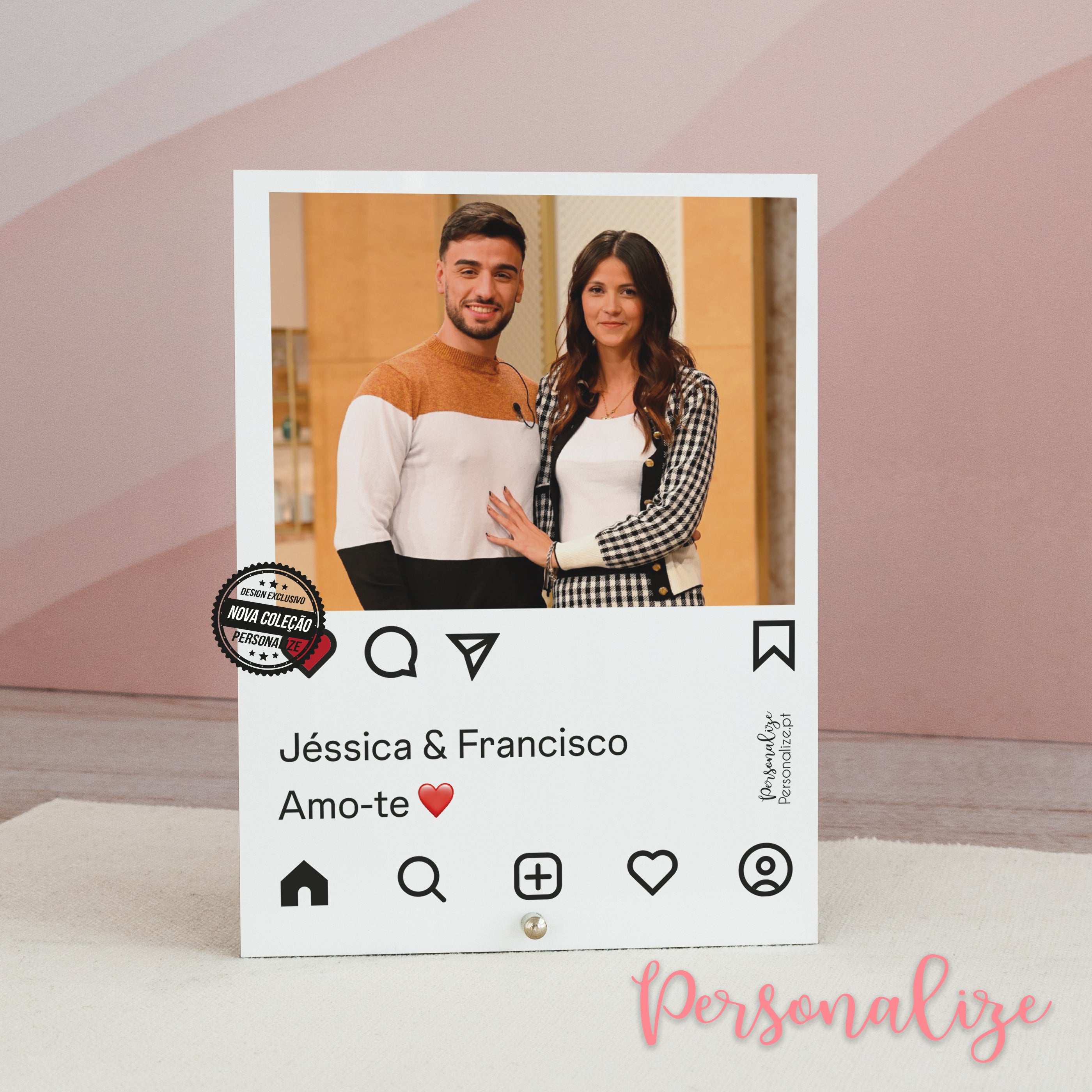 Moldura madeira instagram "Jéssica&Francisco" - Personalize